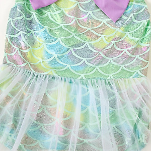 LYSMuch Baby Girl Mermaid One Piece Romper Sunsuit Toddler Sleeveless Dresses Tulle Clothes (Mermaid,18-24 Months