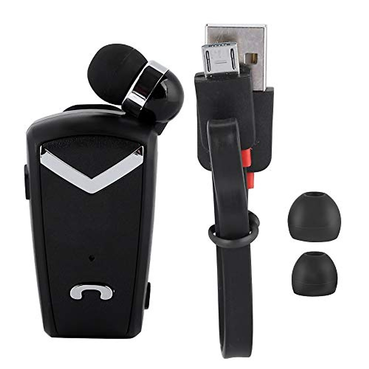 Oumij Fineblue Wireless Bluetooth Headset,4 Hours Play Time,in-Ear Sports Earbuds Headsets with Stereo,Portable in-Ear Retractable Business Lavalier Earphone,for Driving,Business,Office(Black)