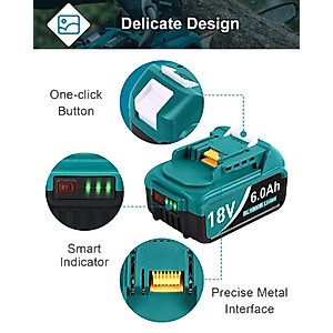 Twupixy Battery for Makita 18V Battery 6.0Ah, 4Pack Replacement Batteries Compatible with Makita 18 Volts Battery BL1860 BL1820 1830B 1840B 1850B, Fit with Original Makita 18V Battery Chargers Blue