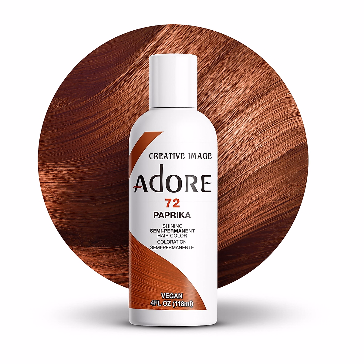 Adore Semi Permanent Hair Color - Vegan and Cruelty-Free Brown Hair Dye - 4 Fl Oz - 072 Paprika (Pack of 1)