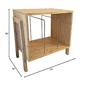 Turnable Stand with Record Storage - Stackable Bamboo Record Player Stand with Storage for 12" Vinyl Albums Turntable Cabinet Nightstand - Living Room Bedroom Sofa Couch Bed Side Night Stand