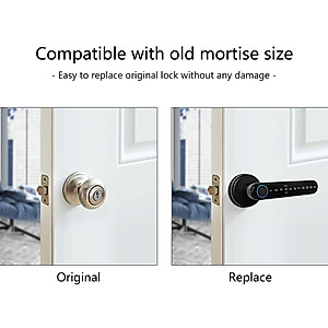 Smart Lock,CATCHFACE Fingerprint Door Lock Keyless Entry Door Lock Fingerprint Door Handle Biometric Door Lock with Fingerprint/TTlock App/Code/Key WiFi Door Lock for Front Door Home Airbnb(Black)