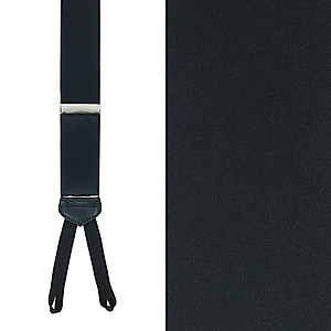 Trafalgar Men's Sutton Solid Color Silk Formal End Braces (Suspenders), Black