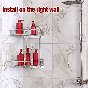 Vdomus 2 Tier Corner Shower Caddy Stainless Steel Wall Mounted Shower Caddy Corner, Shower shelf for Inside Shower, Drill-Free Install with Adhesives or Screws, Silver