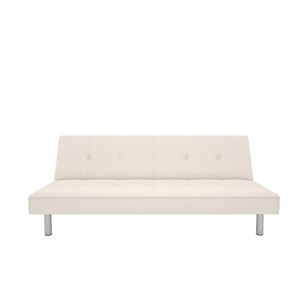 DHP Nola 69 Inch Futon Sofa Bed, Modern Armless Upholstered Couch Sleeper with Tufted Back and Seat for Small Spaces, Faux Leather, White