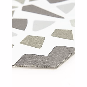 FloorPops 9" x 10.4" Ribera Peel & Stick Hexagon Vinyl Floor Tiles (10 Tiles), (4.5 sqft/Carton), Gray