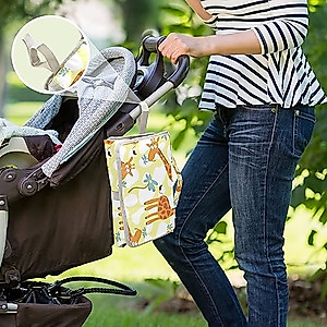 Bulletgxll Cute Giraffe Flower Portable Diaper Changing Pad Waterproof Changing Pad with Baby Tissue Pocket and Magic Stick for Newborn Baby.