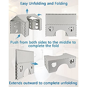 Foldable Toilet Potty Stool for Adults, 7" Healthy Squatting Posture Toilet Poop Stool, Bathroom Anti-Slip Toilet Assistance Step Stool, Fold Design Christmas Decor Portable Travel Poop Stool.(Grey)