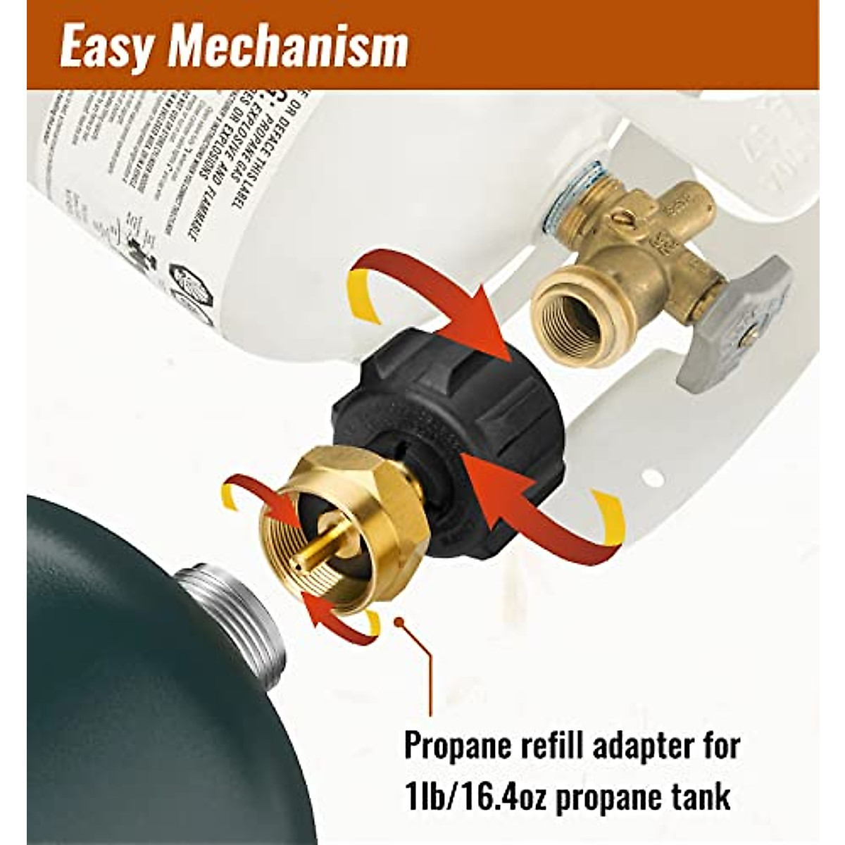 CALPOSE Propane Refill Adapter, Fill 1 Pound Bottles from 20lb Tank, Fits QCC1 / Type1 Propane Tank and 1 lb Throwaway Disposable Cylinder Propane Bottle Connector