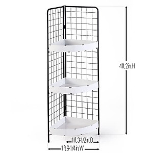 The Lakeside Collection Metal Corner Shelf - 3 Tier Rustic Farmhouse Shelving Display Unit - White