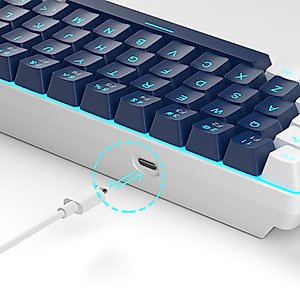 MageGee Portable 60% Mechanical Gaming Keyboard, MK-Box LED Backlit Compact 68 Keys Mini Wired Office Keyboard with Blue Switch for Windows Laptop PC Mac - Blue/White