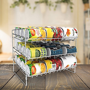 Lavish Home 3-Tier Can Dispenser-Organizer Holds 36 Standard Jars, Food or Soda Cans-For Kitchen Pantry, Countertops, Cabinets, Fridge-Storage Rack