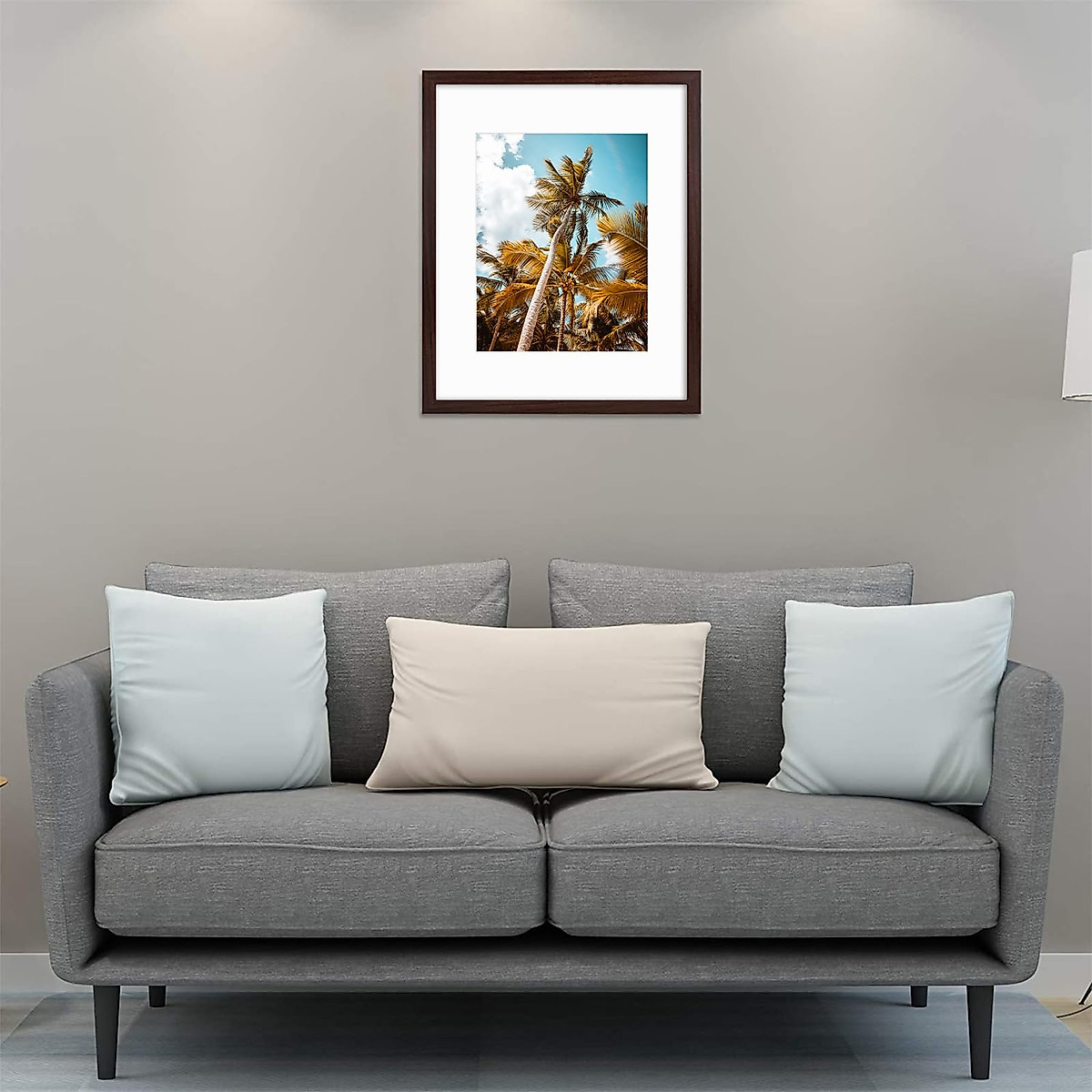 Frametory, 16x20 Picture Frame with Mat for 11x14 Picture- - High Definition Glass Wide Molding - Preinstalled Wall Mounting Hardware (Brown, 2 Pack)