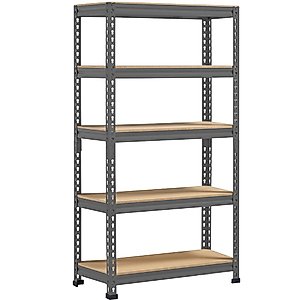 Topeakmart 5-Tier Utility Shelves, Metal Storage Shelves, Adjustable Shelving Units, Boltless Assembly, Garage Shelves Shed Shelving for Warehouse Garage Shed Basement- Dark Gray, 27.5 x 12x 60 Inch