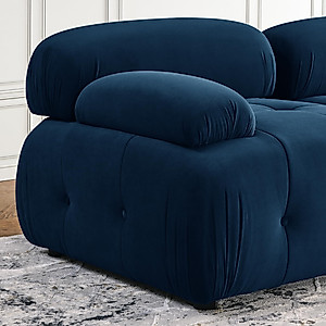 Acosure Modular Sectional Sofa with Button Tufted Designed,L Shaped W/Reversible Ottoman,DIY Combination,Fluffy Couches for Living Room Bedroom Apartment,Navy Velvet