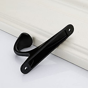 Wall Mounted Contemporary Metal Single Coat Hooks 4 Pack for Door Hanger Towel Robe Clothes Cabinet Closet Sponges Hook for Bathroom Bedroom Kitchen Hotel Pool (Screws Included) Black
