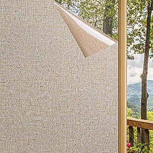 LEMON CLOUD Window Film No Adhesive Removable,Decorative Privacy Window Films,Texture Privacy Glass Film for Bathroom Office Home(35.4x78.7inches, Brown)