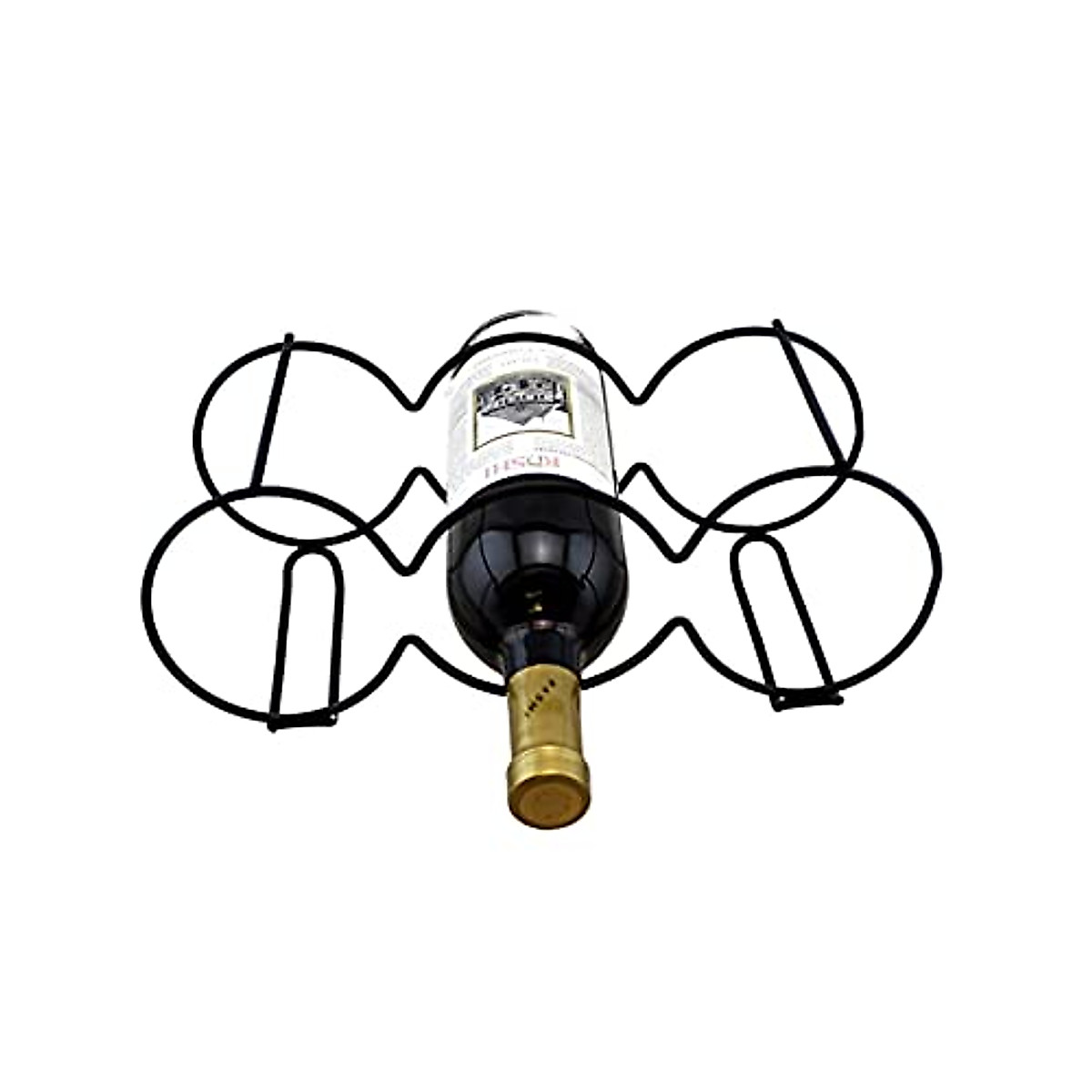 Steel Wine Holder Table Top Countertop Stackable Free Standing Vertical Holder Organizer Modern 5 Bottle (Black Matte)