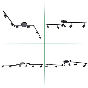 AIBOO 6-Light Adjustable Dimmable Track Lighting Kit, Flexible Foldable Arms, Matt Black Color Perfect for Kitchen,Hallyway Bed Room Lighting Fixture, GU10 Base Bulbs not Included