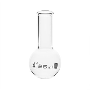 EISCO Boiling Flask, 25ml - Borosilicate Glass - Round Bottom, Narrow Neck (0.6" ID)