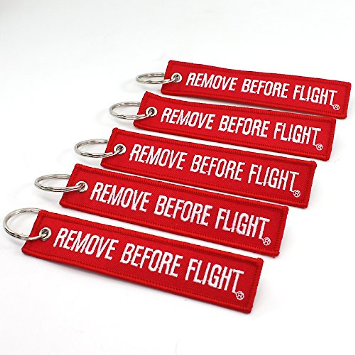 Rotary13B1 Remove Before Flight Key Chain - 5 Pack Red with White Letters