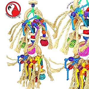 Bonka Bird Toys 1845 Pluck My Rings Colorful Natural Foraging Chew Wood Preen Sisal Vine Parrot Amazon African Grey Conure Rosetta Cockatiel Parakeet