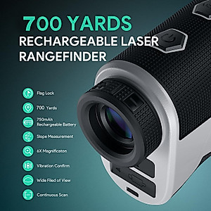 Golf Rangefinder with Slope, THGOLF 700 Yards USB C Rechargeable Rangefinder Golfing with Flag Acquisition, Pulse Vibration and Fast Focus System, 6X Magnification, ±1 Yard Accuracy