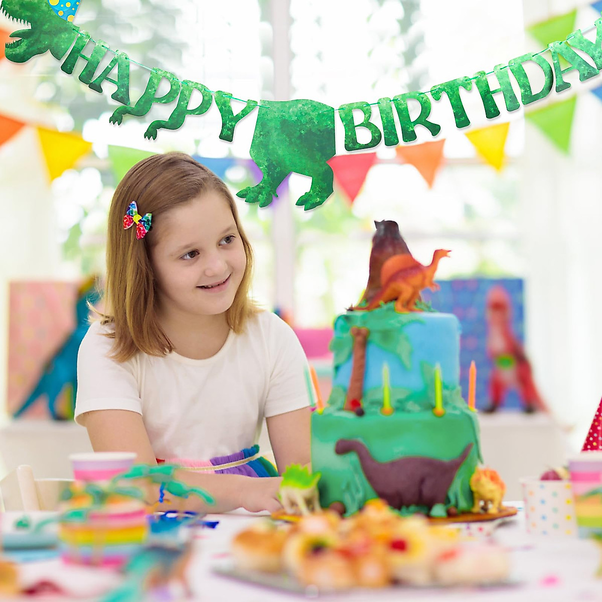 Dinosaur Happy Birthday Banner - Dinosaur Birthday Party Sign Decorations for Boys Kids Dino Theme Party Supplies