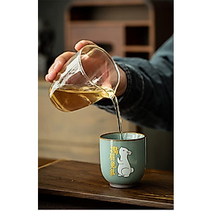Tea Cup Gift, Year of the Rabbit Tea Cup Set, Ceramic Tea Cup, Chinese Kung Fu Tea Cup Set, 5pcs Ceramic Cup Set Rabbit Tea Cup