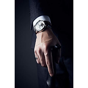 BINLUN Leather Watch Strap Quick Release Strap with Silver Butterfly Deployment Buckle 12mm 13mm 14mm 16mm 17mm 18mm 19mm 20mm 21mm 22mm 23mm 24mm Watch Band for Men Women (Black,20mm)