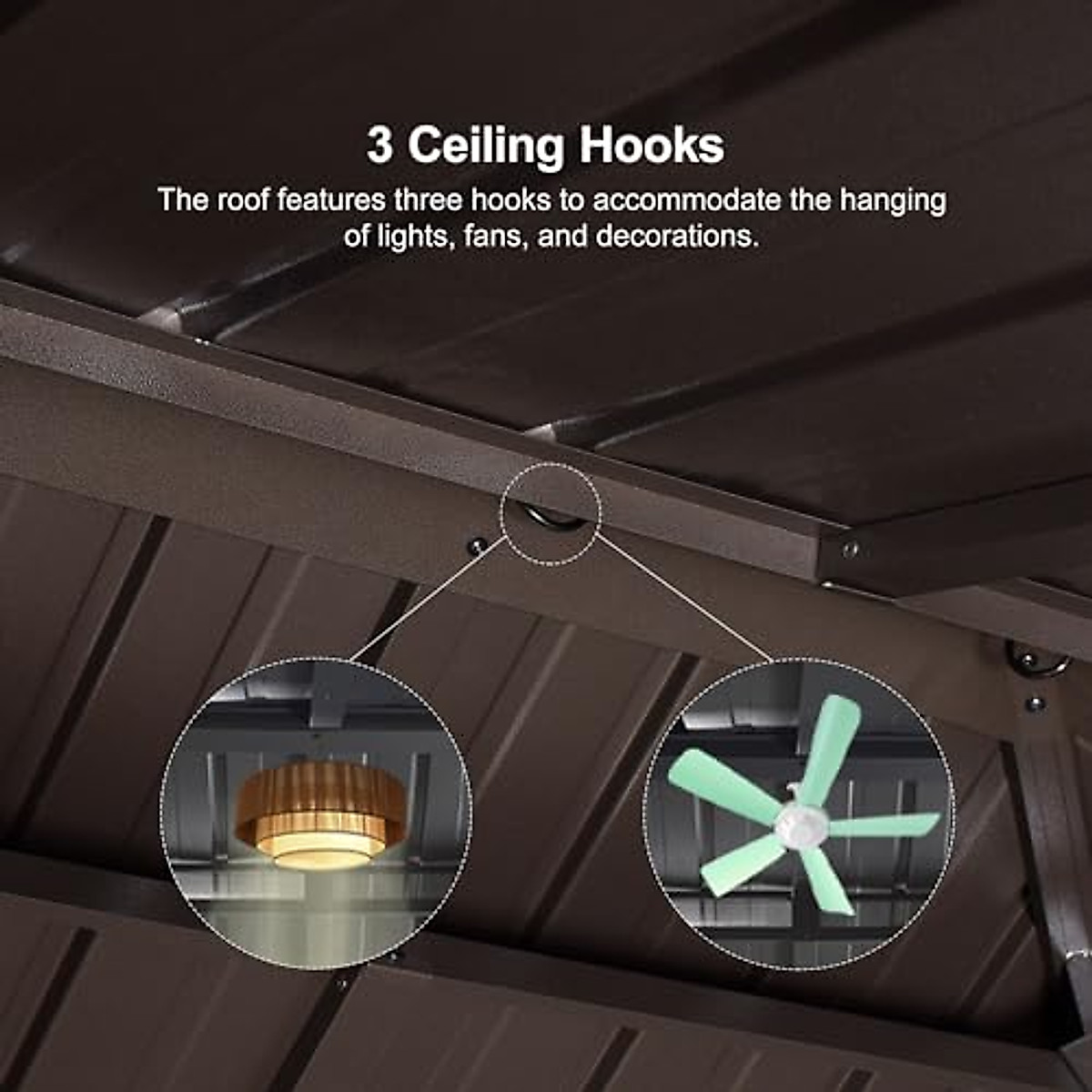 PURPLE LEAF Hardtop Grill Gazebo 6' X 8' for Patio Permanent Metal Roof Barbeque Gazebo with 2 Side Shelves Aluminum Garden Outside Sun Shade Outdoor BBQ Canopy with 12 Led Multicolor String Lights