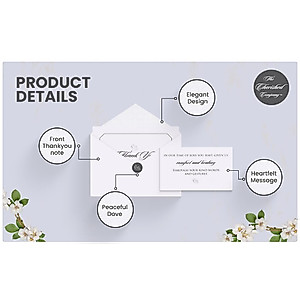 Funeral Thank You Cards with Envelopes | Sympathy Cards with Meaningful Message | Set of 25 with Decorative Envelopes and Stickers for Envelope Closure