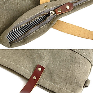 Canvas Leather Tote Bag for Women Leather Canvas Crossbody with Zipper Fashion Shopping Work Handbags for Women,Women's Canvas Shoulder Purse Bag With etachable and Adjustable Shoulder Strap