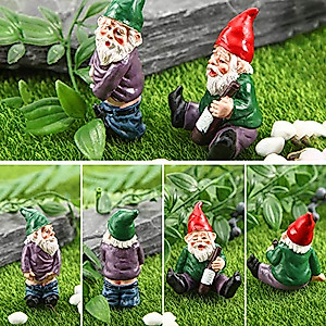 4 Pieces Christmas Happy Fairy Gnomes Garden Accessories Sculpture Collectible Figurines Miniature Gardening Figurine Gnomes Ornament Gnome Kit Fairy Garden Statues for Miniature Fairy Garden Supplies