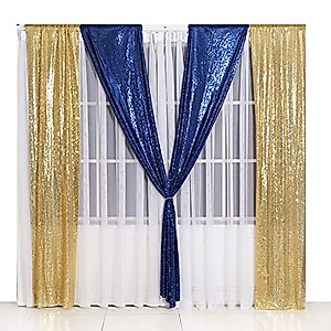 SquarePie Sequin Curtain 2FT x 8FT Navy Blue 2 Panels Backdrop for Wedding Party Independence Day