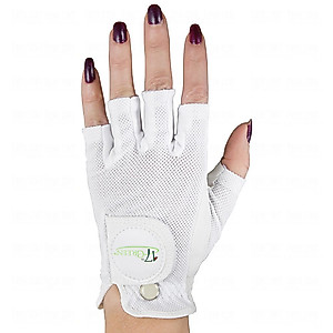 Quality Sports 2 Cool Half Finger Golf Glove (White, Right, Small, Ladies)