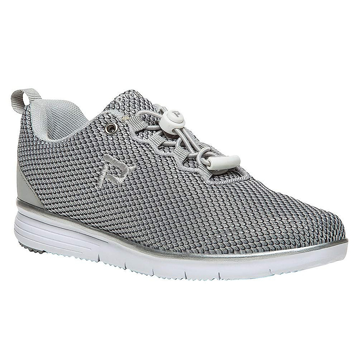 Propet Women's TravelFit Prestige Walking Shoe, Silver/Black, 12 2E US