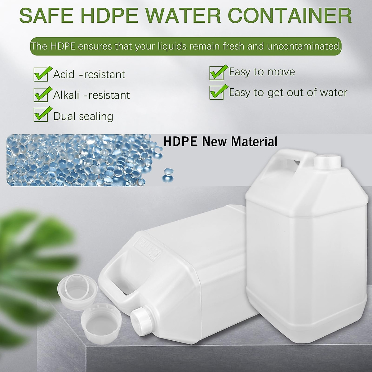 2.5 Gallon Water Jug, F-Style Plastic Jug, Water Storage Containers, Hdpe Containers with Leakproof Cap (4 Pack)