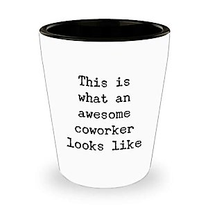 Funny Awesome Coworker This Is What An Awesome Coworker Looks Like Shot Glass Unique Ceramic 1.4 Oz Birthday Stocking Stuffer