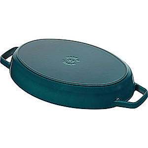 Staub 40501-125 Fish Signature Oval Hot Plate Lamer Two-Handed Cast Iron Pot, Induction Compatible