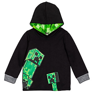 Minecraft Creeper Big Boys Fleece Hoodie & Pants Black/Gray 18-20