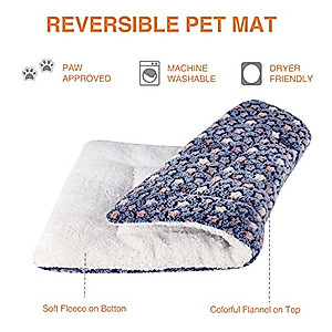 Mora Pets Ultra Soft Pet Bed Washable Dog Bed Crate Mat for Large Medium Small Dogs Reversible Fleece Dog Crate Kennel Pad Cat Pet Bed Liner 23 x 18 inch Dark Blue