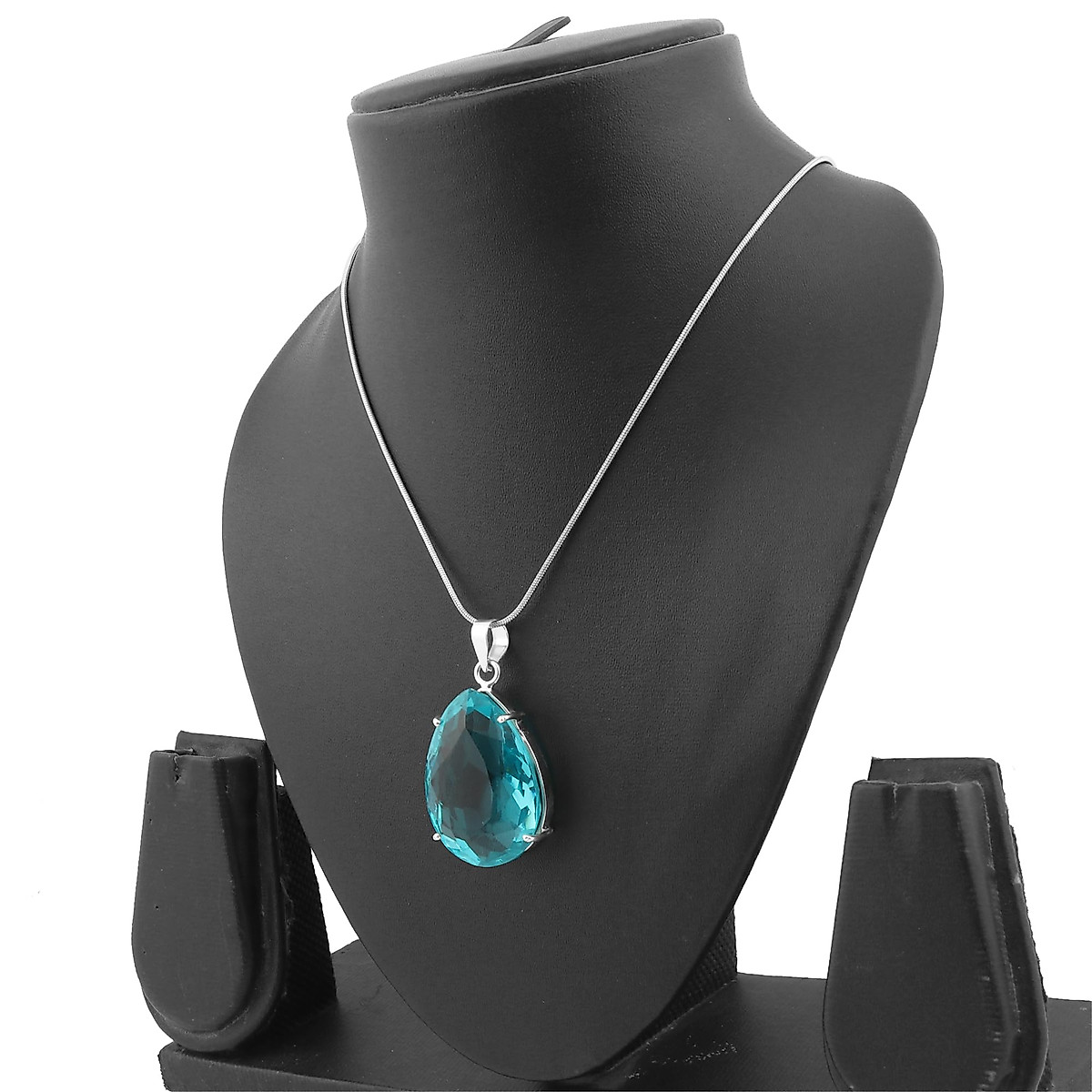 GEMHUB Silver Pendants 97.50 Carat Blue Topaz Pendant Gemstone Necklace Sterling Silver Pendant
