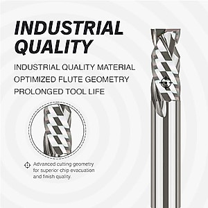 ZahyoX Up Down Compression Spiral CNC Bit, Solid Carbide Straight Router Bit, 1/2" Cutting Dia, 1/2" Shank, 1-1/4" Cutting Length, 3" Overall Length, CNC Router Bits, CNC End Mill