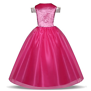 GJDAMFD Little Girls Elegant Pink Princess Dress up Clothes Halloween Birthday Party Costumes Kids Girls Dresses 5-6 Years
