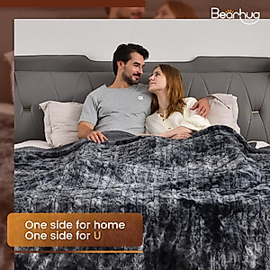 Bearhug Electric Blanket King Size 100"x 90", Dual Controllers Heated Blanket, Reversible Faux Fur & Sherpa, Over-Heat Protect, 10 Heating Levels, ETL, Machine Washable