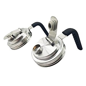 Houjioes Stainless Steel Wide Mouth Mason Jar Flip Prouting Spout Lids with Handle,No Rust Leaking Proof for Home Brewing Fruit Fermenting Drinks Airtight,Turns Mason Jar to Pitcher(2Pack)