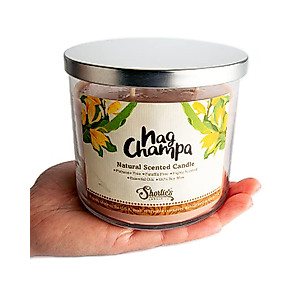 Nag Champa Highly Scented Natural 3 Wick Candle, Essential Fragrance Oils, 100% Soy, Phthalate & Paraben Free, Clean Burning, 14.5 Oz.