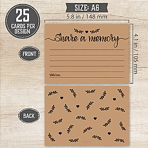 50 Share A Memory Cards - Perfect for Celebration of Life, Memorial, Funeral, Retirement, Going Away Party, Birthday, Graduation, Anniversary, Wedding, Bridal Shower - 2 Rustic Designs, 25 Cards Each