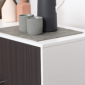 HOMCOM Sideboard Buffet Cabinet, Kitchen Storage Cabinet with Double Door Cupboards, Adjustable Shelf and Steel Legs, Gray